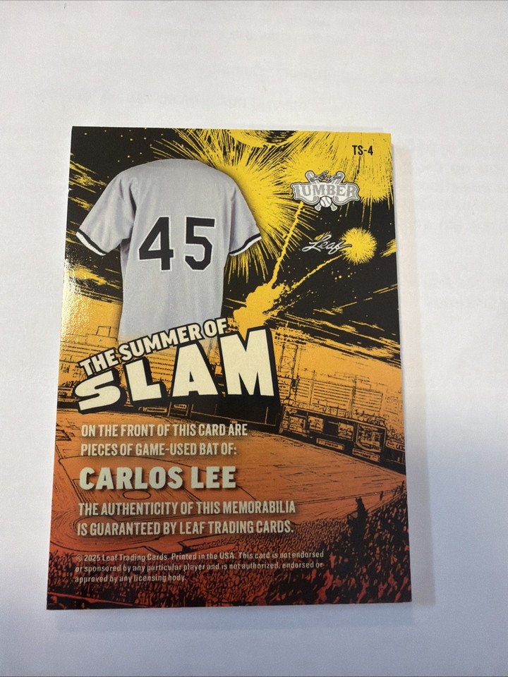 2025 Leaf Lumber TS-4 CARLOS LEE Summer of Slam Game-Used Bat Relic /35 ...