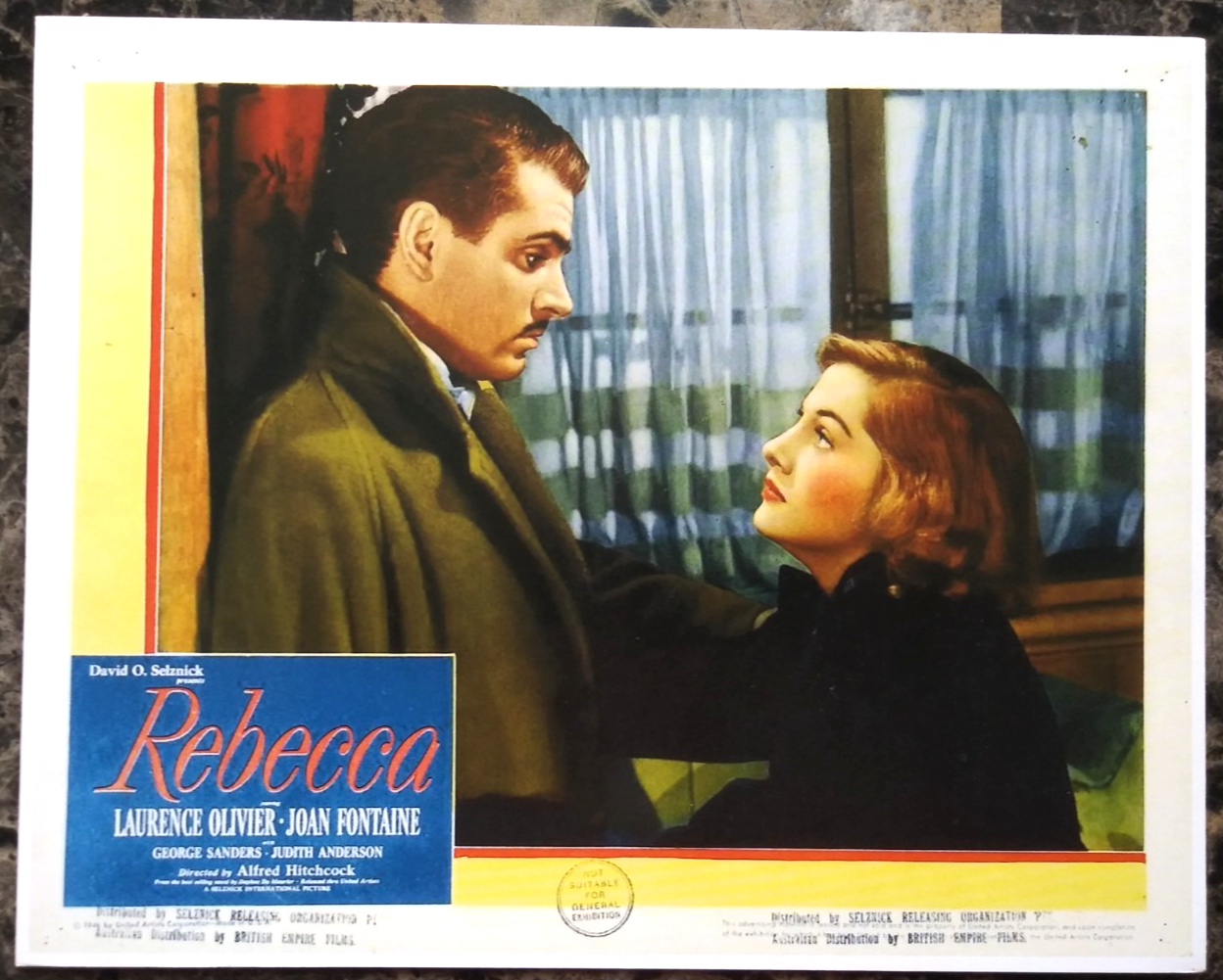 JOAN FONTAINE, LAURENCE OLIVIER IN "REBECCA"LOBBY CARD RE-PRINT 1944.8 ...