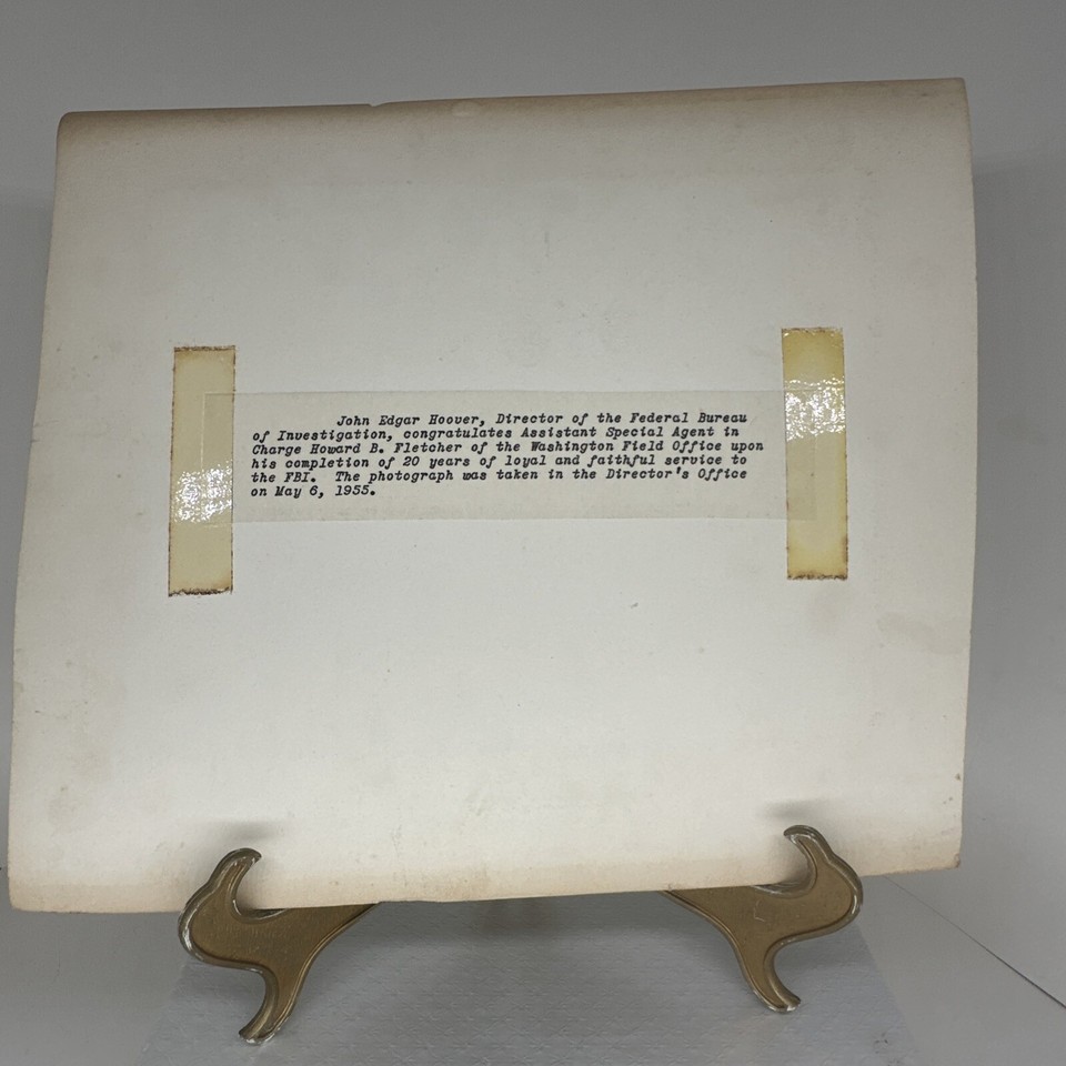 1955 J EDGAR HOOVER Signed 7x9 Photo W/ Howard B. Fletcher Original FBI ...