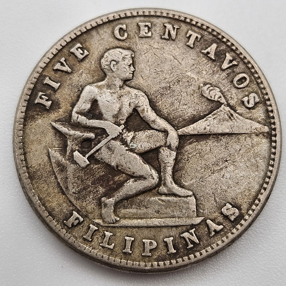 1938-M 5 Centavos XF Philippines US Manila Mint Copper-Nickel Coin Five ...