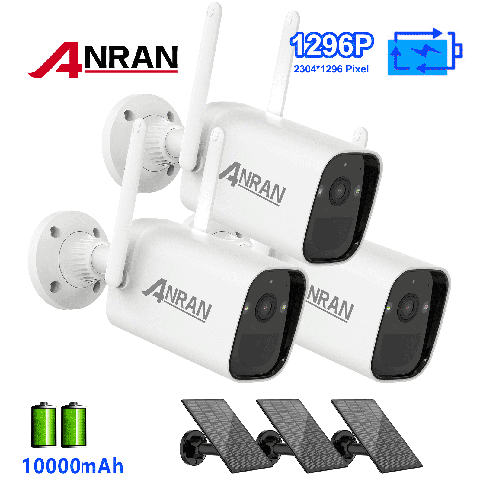 ANRAN Solar Battery Security Camera System Wireless WireFree Outdoor ...