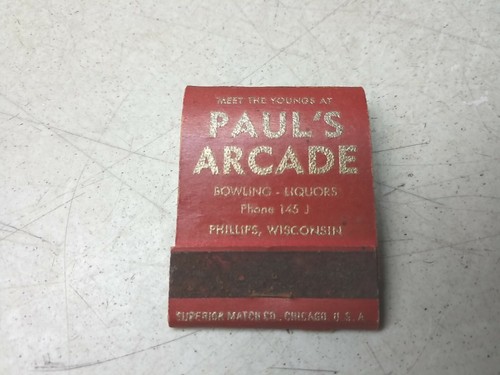 Pauls Arcade Bowling Liquors Phillips Wisconsin Vintage Advertising ...