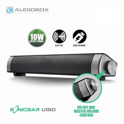 USB Soundbar Audiobox U150 USB Powered Computer Speaker Black | eBay
