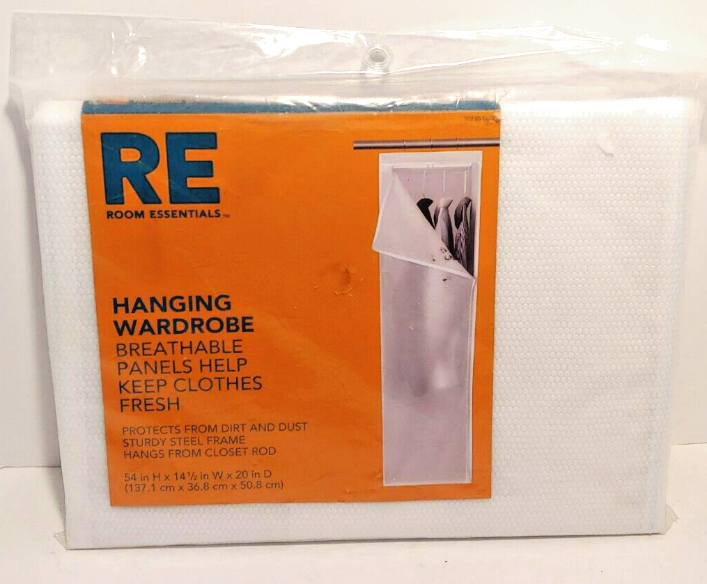 Room Essentials RE Hanging Wardrobe Closet White, 54 in x 14.5 in x 20 ...