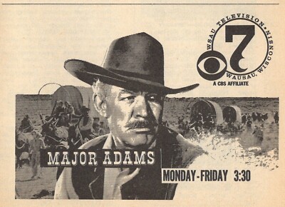 WSAU WISCONSIN TV WESTERN AD ~ WARD BOND is MAJOR ADAMS Wagon Train ...