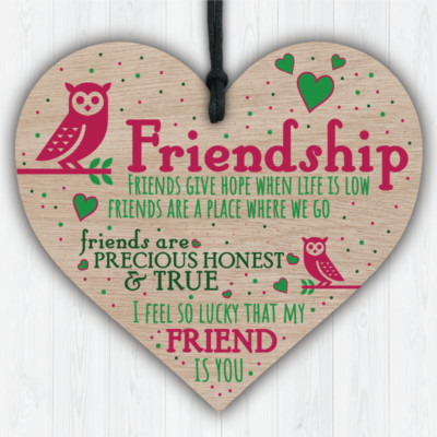 Friendship Gift Wooden Heart Plaque Birthday Thank You Gift For Best ...