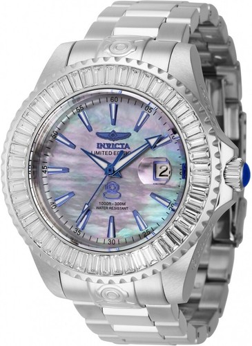 Invicta Grand Diver Ltd. Ed. Plat. MOP Faux Diamond Bezel Automatic ...