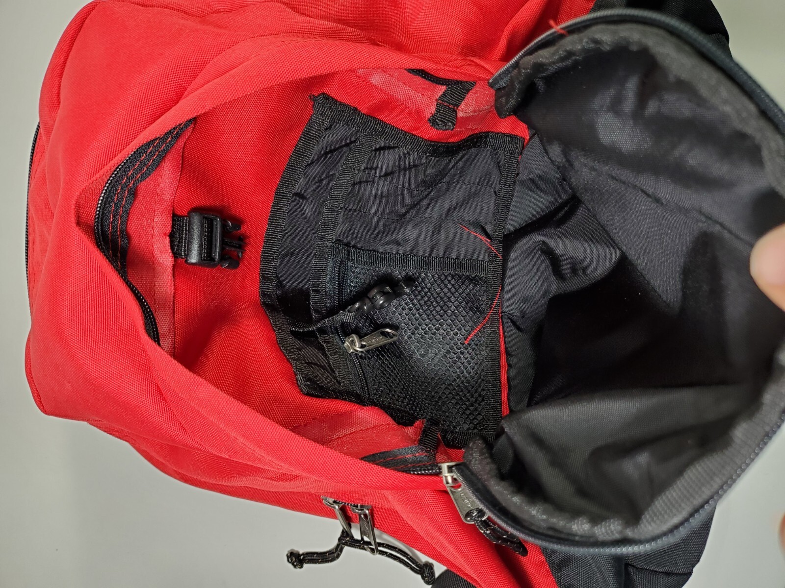 Vintage Eastpak Red Nylon Backpack Student Multipocket - Gem