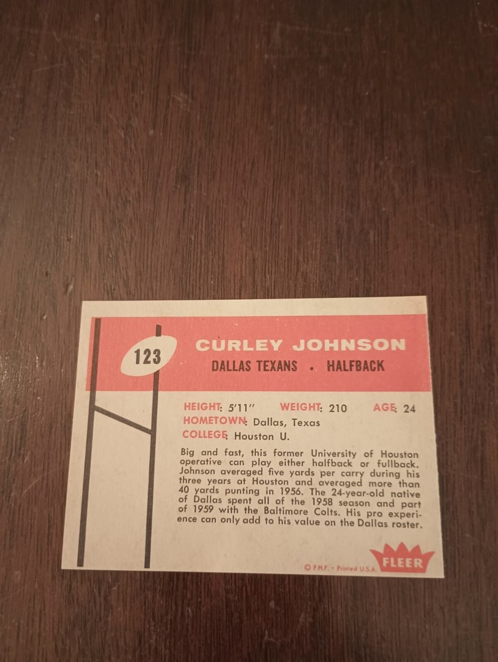 1960 Fleer #123 Curley Johnson (EXMT+) | eBay
