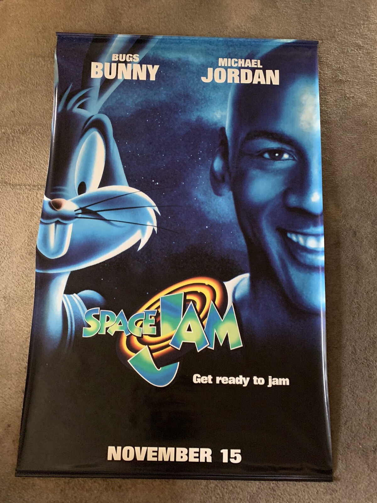 Space Jam 1996 - Bugs Bunny & Michael Jordon Vinyl Movie Poster | eBay