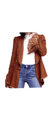 Free People ruffle red jacket Small | eBay