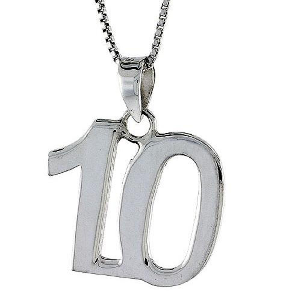 Sterling Silver Any One Number Pendant from 0 to 24 w/ 18" Italian Box ...