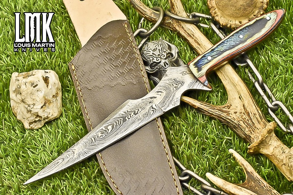 LMK Full Tang Knife Twist Damascus Hard Wood | eBay