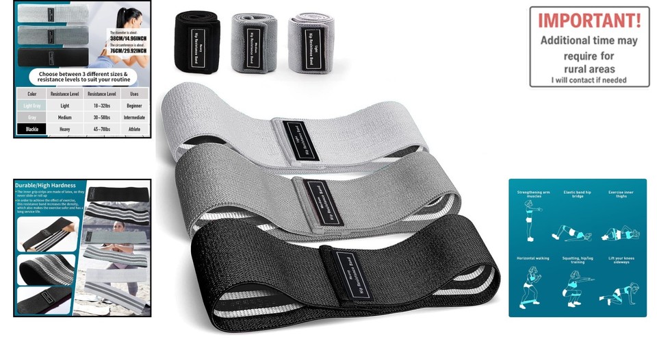 Versatile Elastic Resistance Bands Set for Legs & Hip Workouts - Non ...