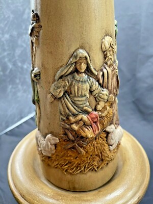 VTG 1973 Atlantic Mold Christmas 3D Nativity Manger Candle Flame lamp ...