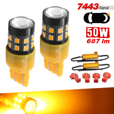 7443 7440 7444 LED Yellow Turn Signal Parking Side Marker Light Bulbs ...