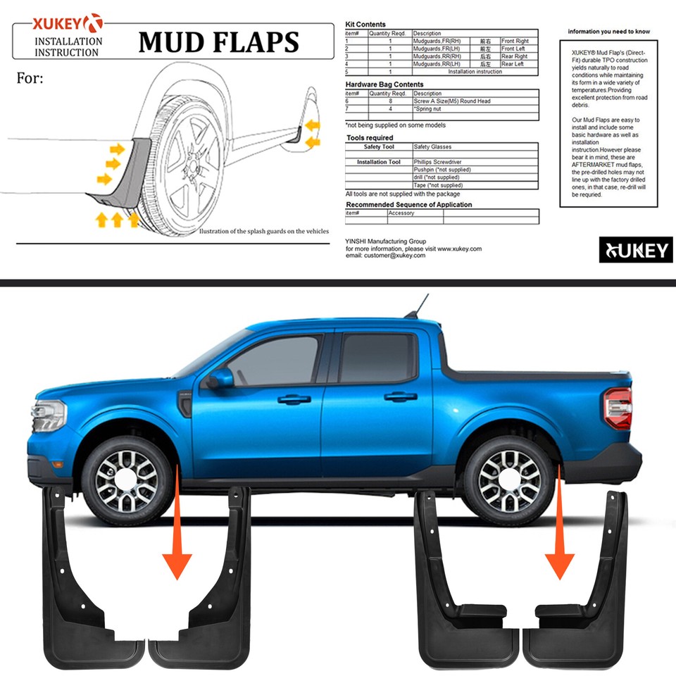 Mud Flaps for Ford Maverick 2022-25 Splash Guards Mudguard No Drilling ...