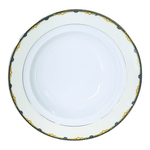 RARE Noritake Morimura LAMARA Yellow Green Border Porcelain Rimmed Soup ...