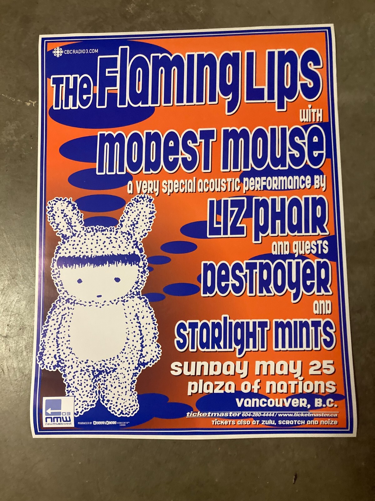 ORIGINAL 2003 FLAMING LIPS/MODEST MOUSE/LIZ PHAIR CONCERT POSTER ...