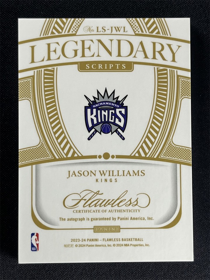 2023-24 Panini Flawless Jason Williams #LS-JWL Emerald Legendary Scripts Auto /5 | eBay