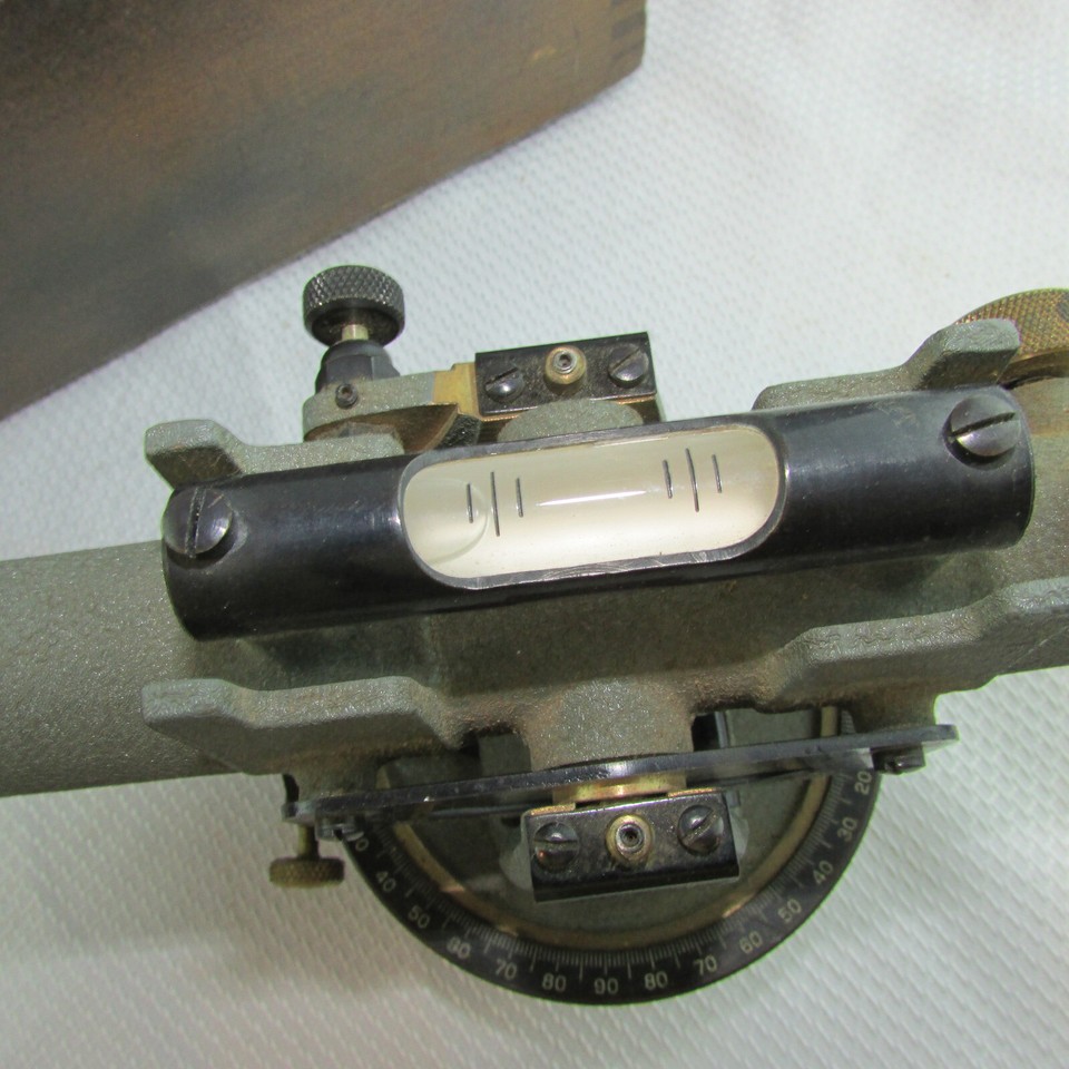 Craftsman Farm Transit Level in Wood Box with Plumb Bobs and ...