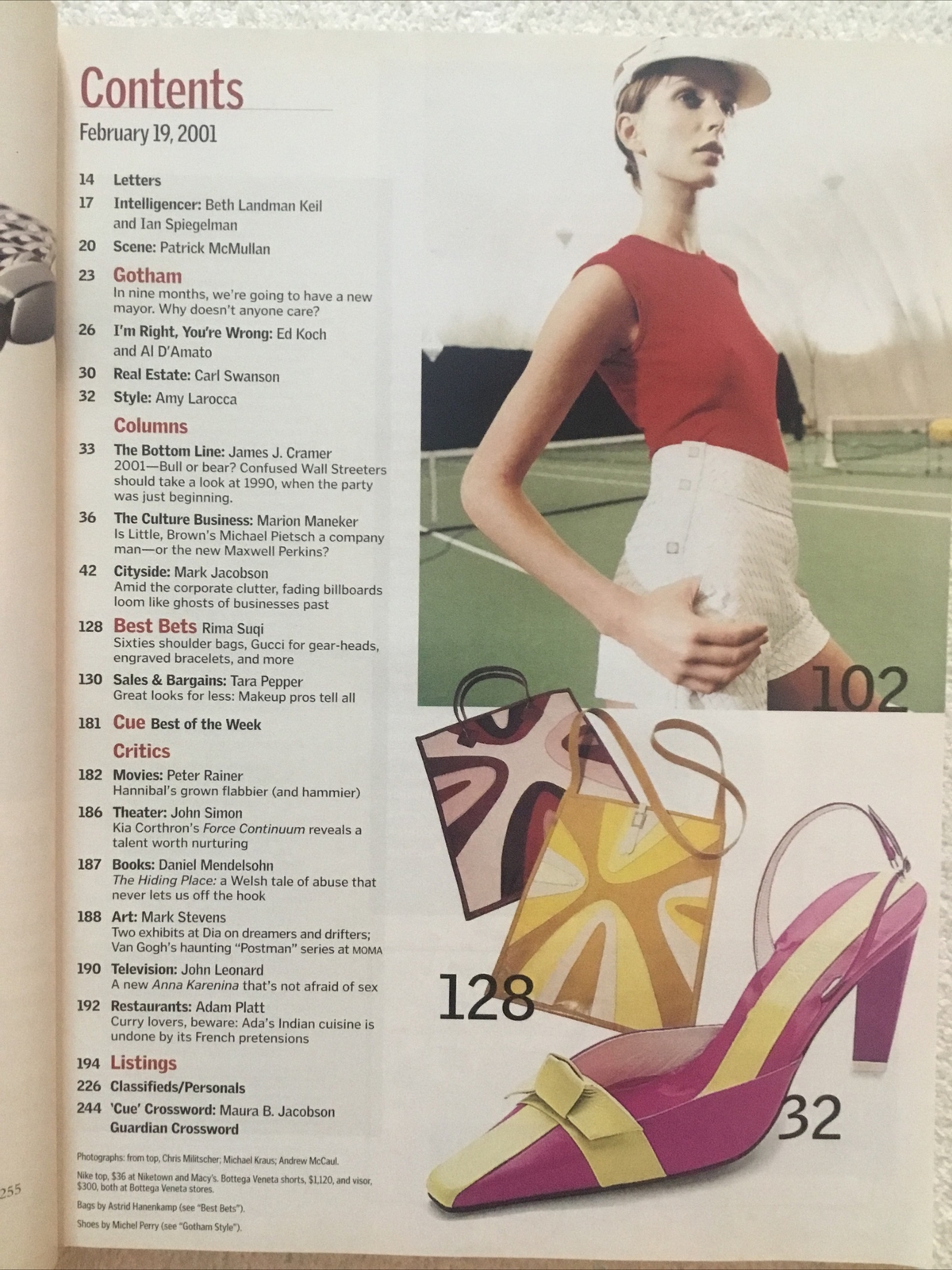 NEW YORK Magazine February 19, 2001 ROSARIO DAWSON Spring Fashion Issue ...