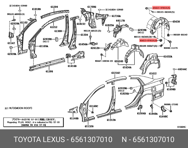 Genuine OE retainer rr body 6561307010 for TOYOTA 65613-07010 online ...