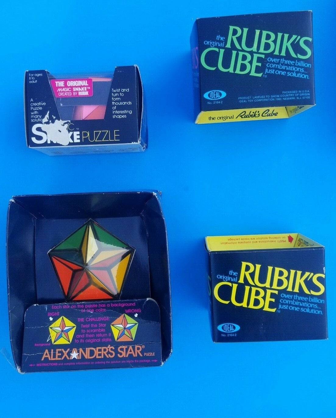 Lot of (4) Original Rubik’s Cube(s) w/Boxes, Alexander’s Star Puzzle ...