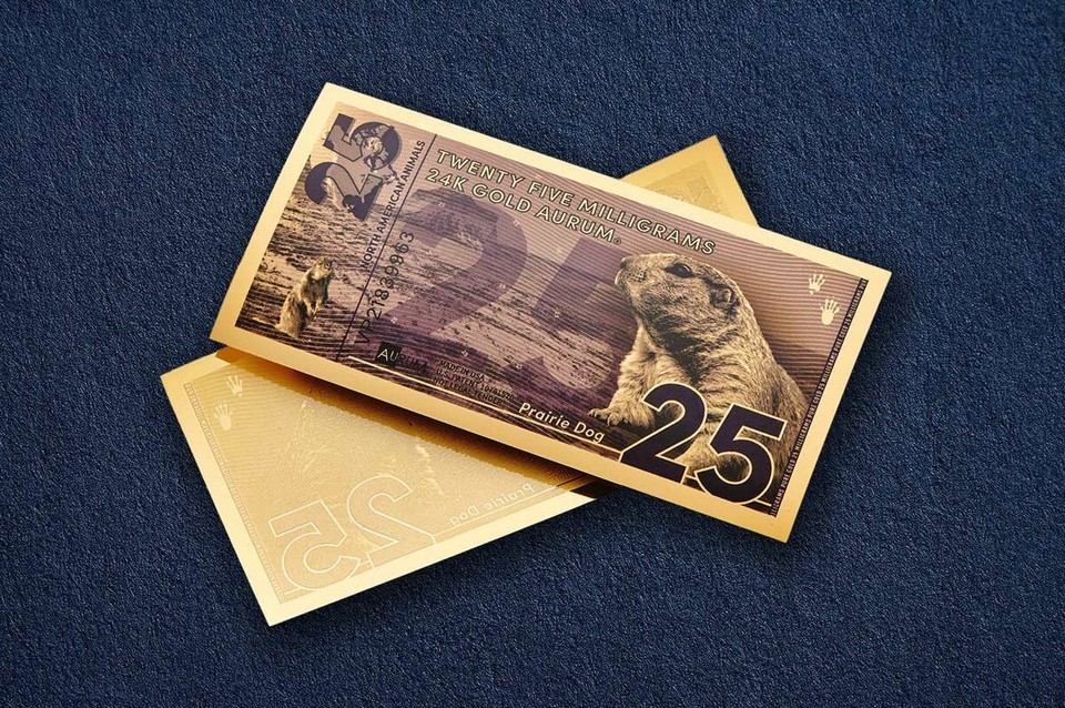 (20-STACK) 2024 Prairie Dog .999 Aurum 25mg 24k GoldFoil Note🔥Goldback ...