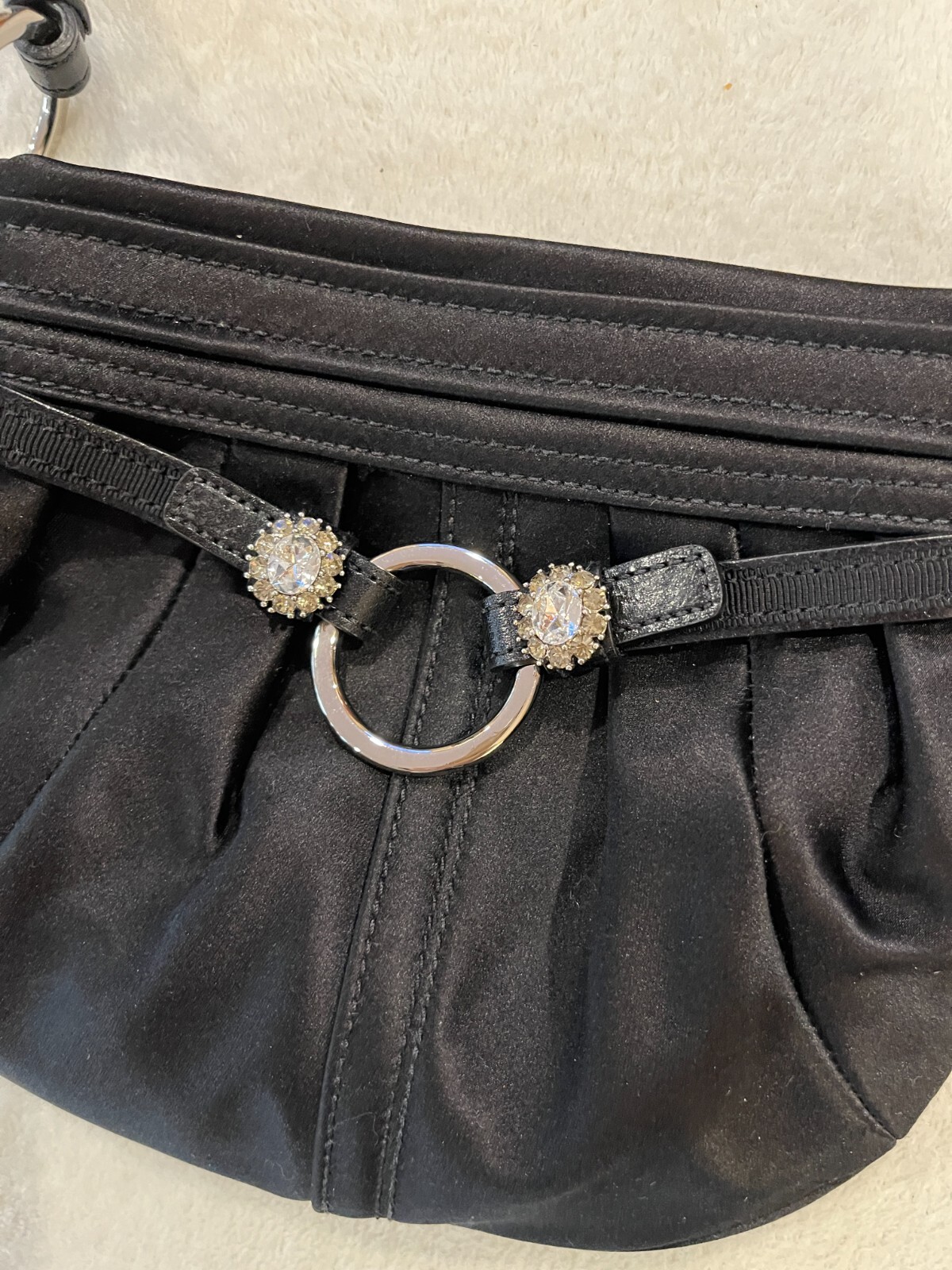 Coach Black Elegant Satin Rhinestone Purse Evening Ba… - Gem