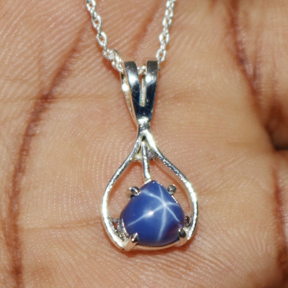 2 Ct. Natural Pear Cut Blue Star Sapphire Pendant For Mother 925 ...