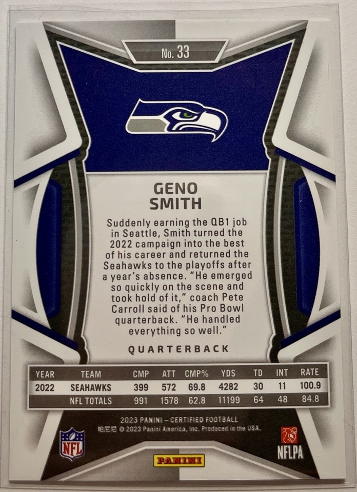 Geno Smith 2022 Panini Certified /349 - Mirror Silver - Seattle ...