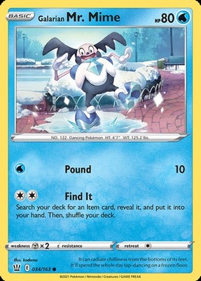 4x NM-Mint Galarian Mr. Mime - 034/163 - Common Pokemon Battle Styles ...