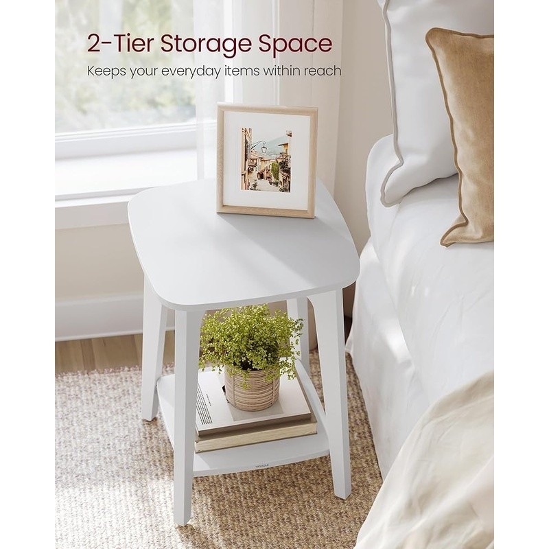 Mid Century Modern 2-Tier Nightstand End Table Compact Storage Side ...