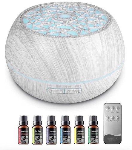 Essential Oil Diffuser W/ Remote White Wood Grain Color LED Display | eBay