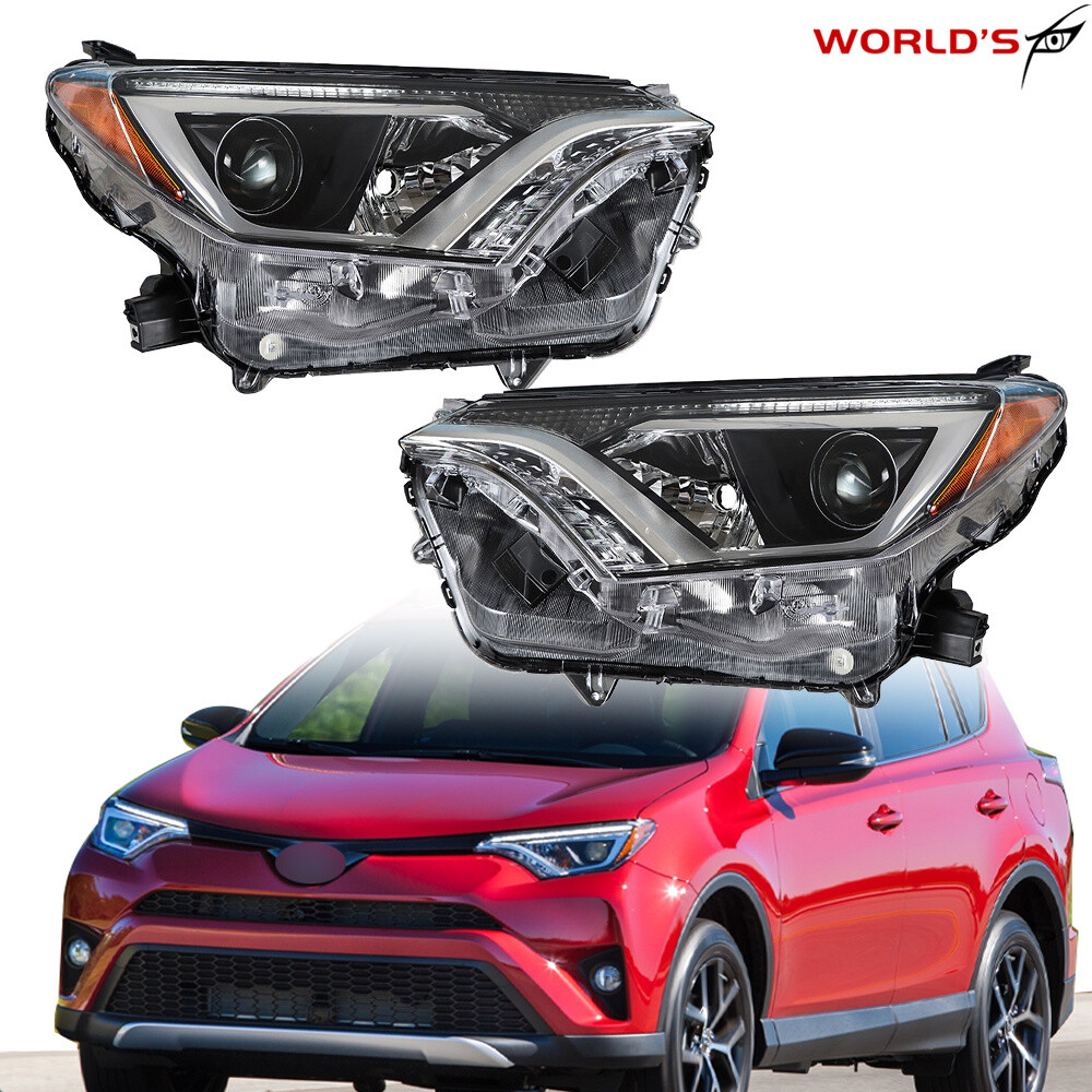 For 2016-2018 Toyota Rav4 Headlights Assembly LED Tube Bar Halogen Left ...