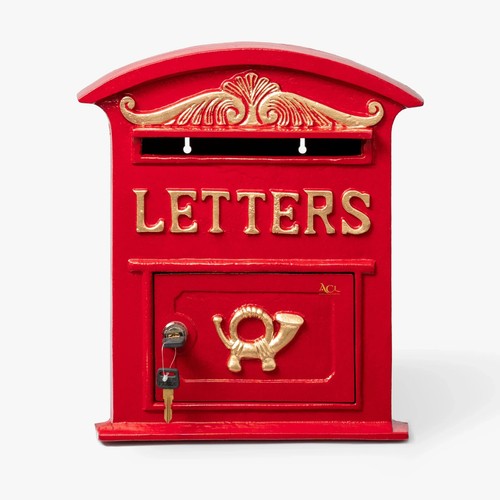 Retro Collection Red Post Box Wall Mounted Simple Design Mailbox in ...