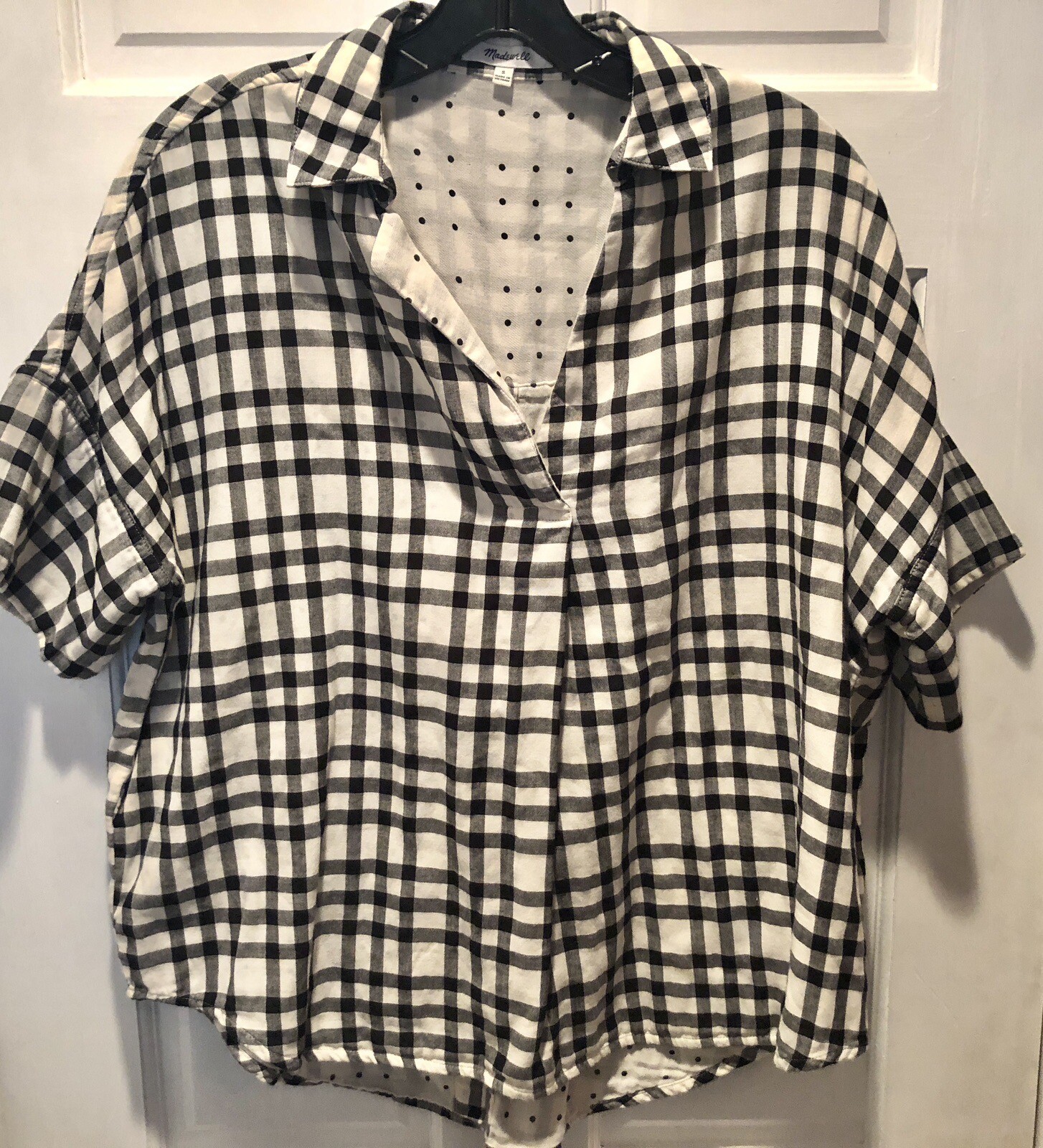 Madewell Courier Back Button Gingham Shirt Black/Whit… - Gem