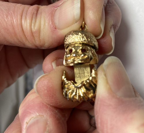 Vintage Monet Santa Have A Merry Christmas Moving Santa Charm 1-inch ...