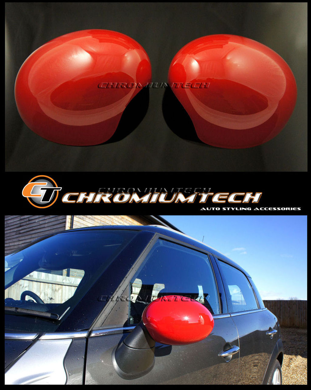 MINI Cooper/S/ONE R55 R56 R57 RED WING MIRROR Caps Cover for Manual ...
