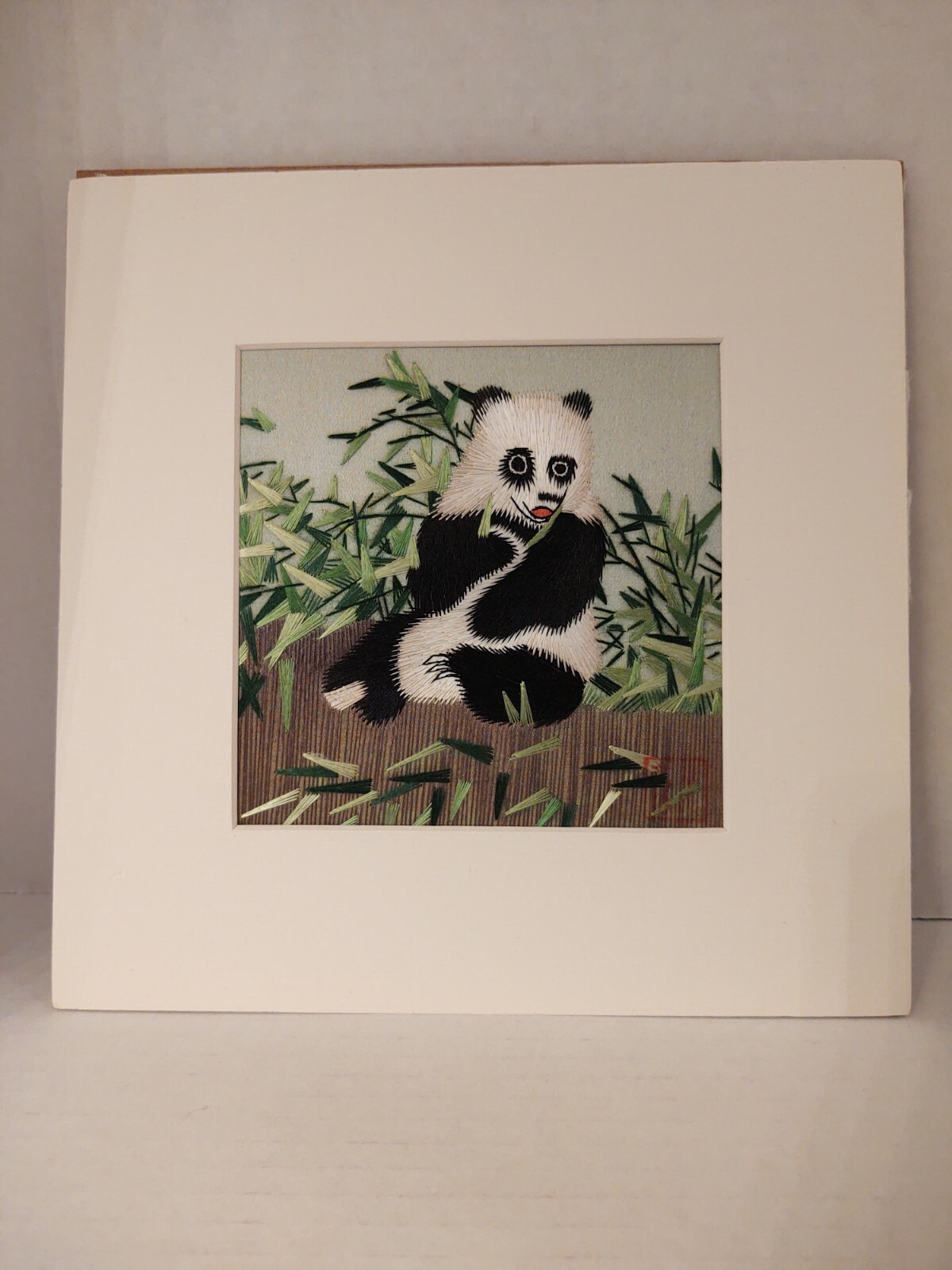 King's Silk Embroidery Inc. Handmade Silk Embroidery Art, Panda Bear ...