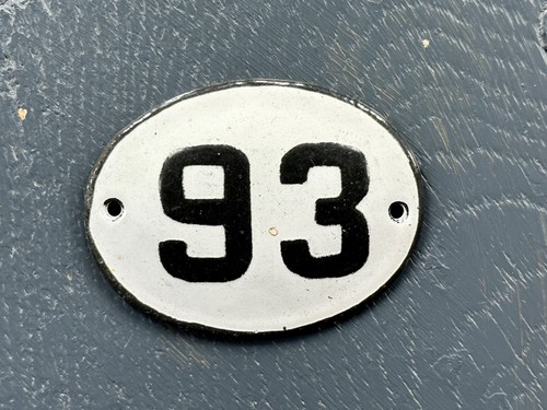 Number 93 Vintage Enamel House Numbers Europe Made SPA Hotel Room FREE ...