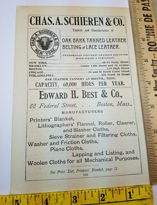 Old 1896 Ad Advertising LEATHER E BEST Printing Supplies New York NY ...