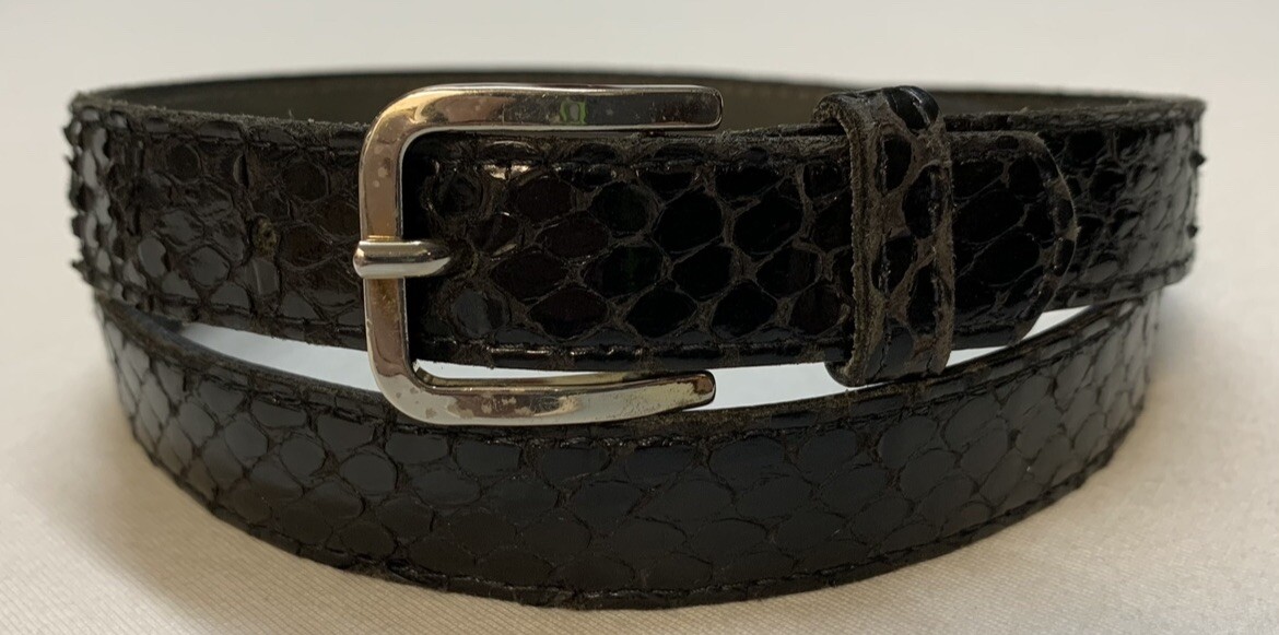 Vintage Morris Moskowitz Thin Black Snakeskin Womens … - Gem