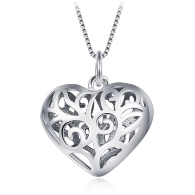NEW! Sterling Silver - Gorgeous Hollowed Out Heart Necklace - Love ...
