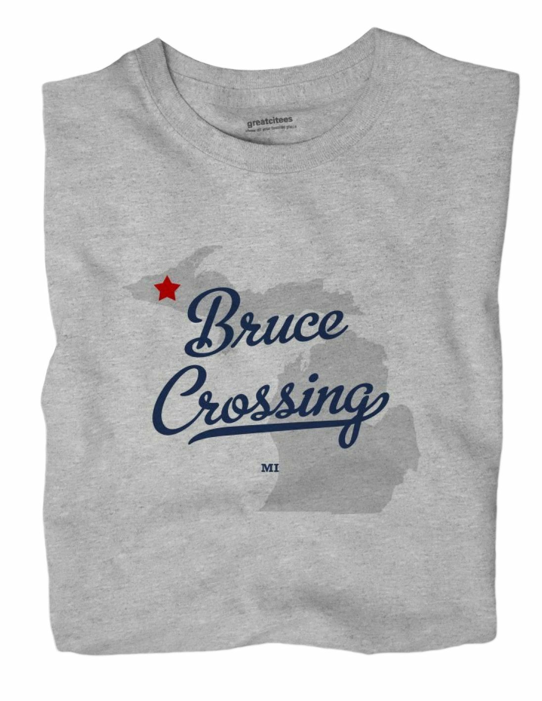 Bruce Crossing Michigan MI Mich T-Shirt MAP | eBay