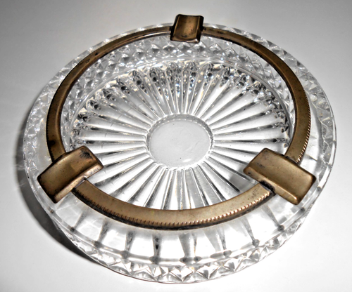 Estate Antique 800 Silver Ashtray Glass Crystal .800 Sterling Vintage ...