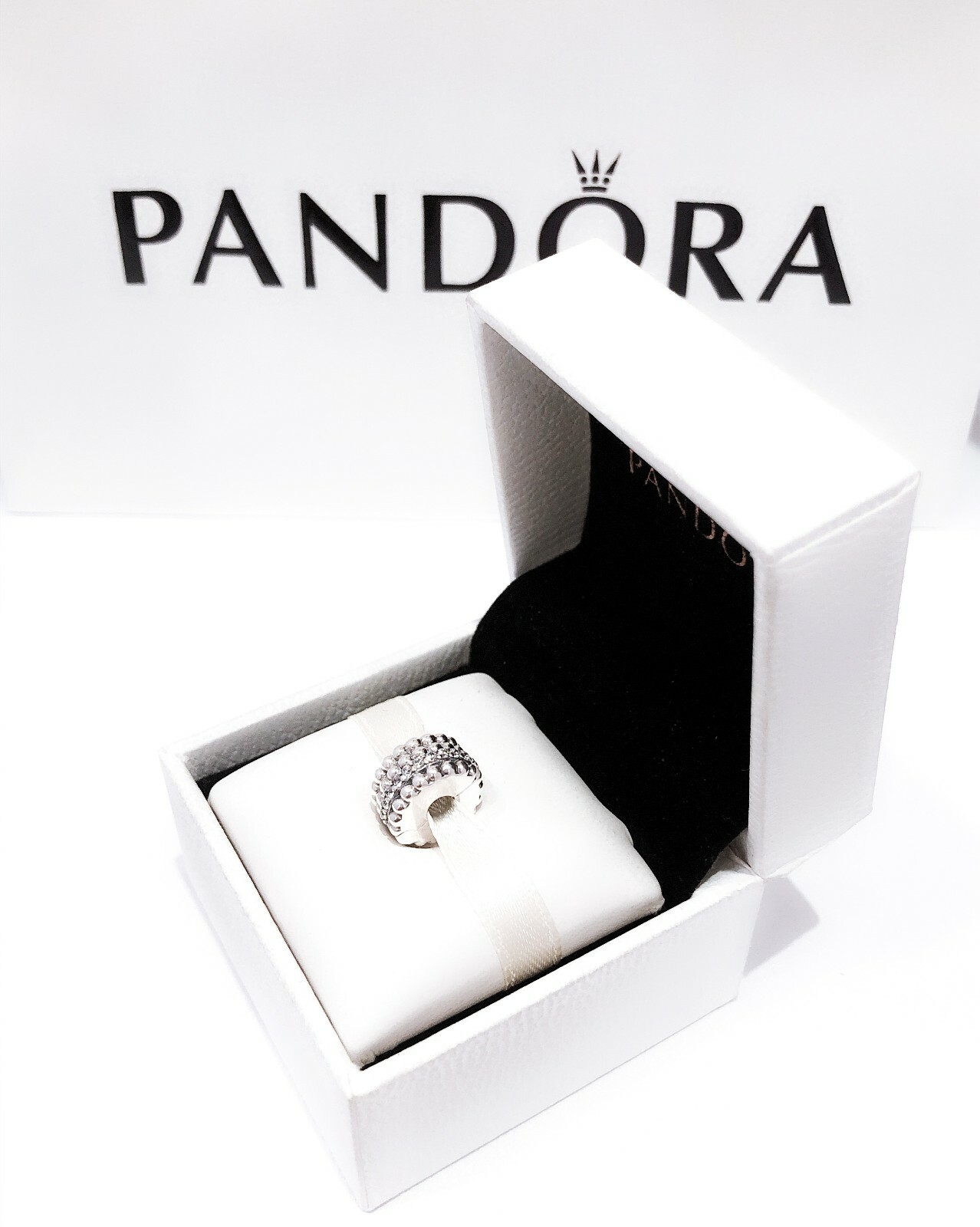 NEW Authentic PANDORA 925 Silver Crystals & Beaded Clip Charm Pendant ...