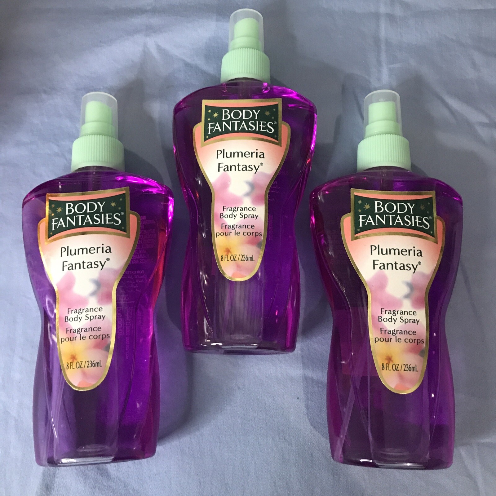 3x Body Fantasies PLUMERIA FANTASY Body Spray Mist Perfume 8 oz Bottles ...