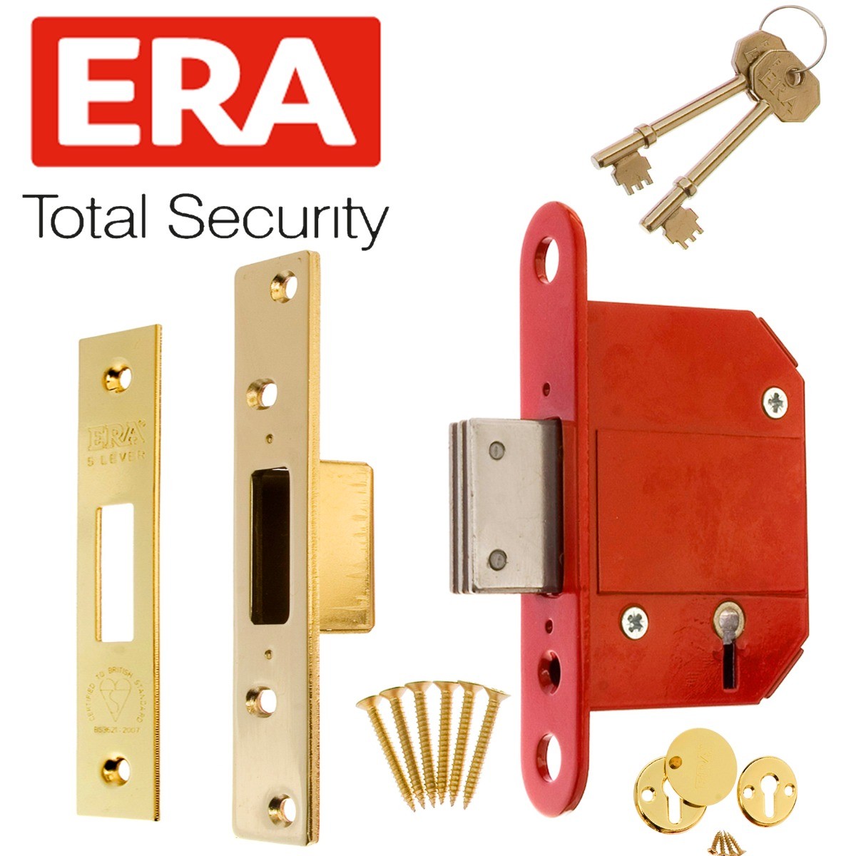 63mm ERA BRASS DEADLOCK High Security Mortice Front Door Latch Fortress ...